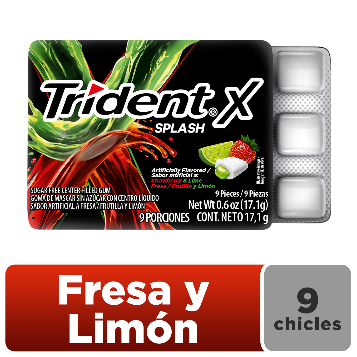 Goma De Mascar Trident Splash Fresa Lima 16 G - Olímpica