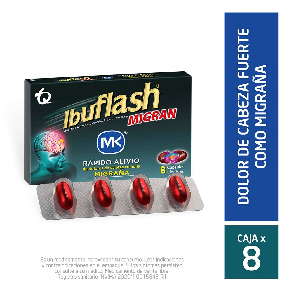 IBUFLASH MIGRAN CJ X 8 CAP LIQ - Olímpica