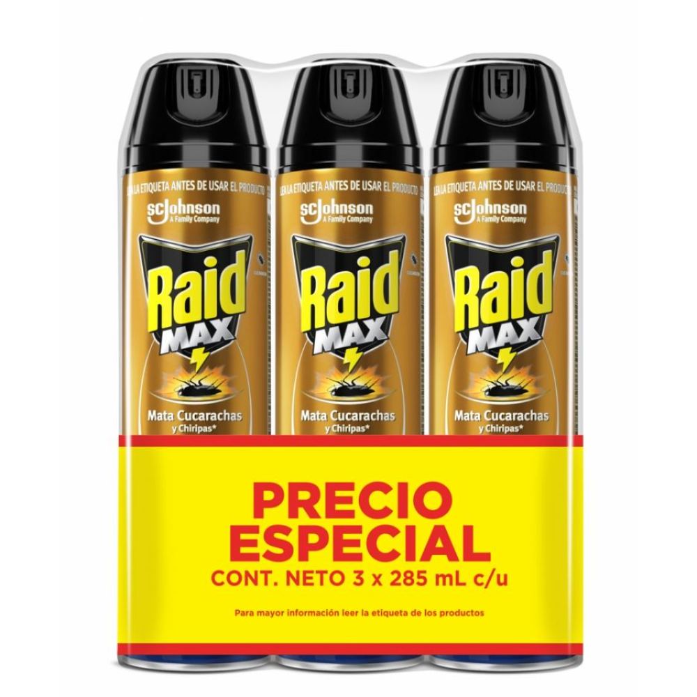 Insecticida Raid Aerosol Mata Cucarachas 3 pack 855ml - Olímpica