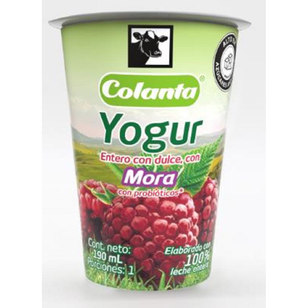 YOGUR COLANTA ENTERO DULCE MORA 190ML - Olímpica