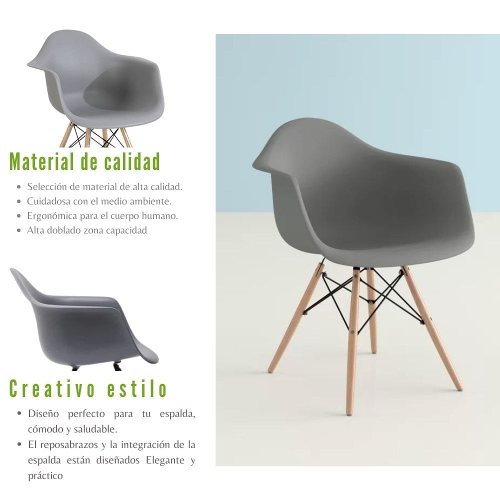 Silla Brazos Eames Adulto Gris Ekonomodo - Olímpica
