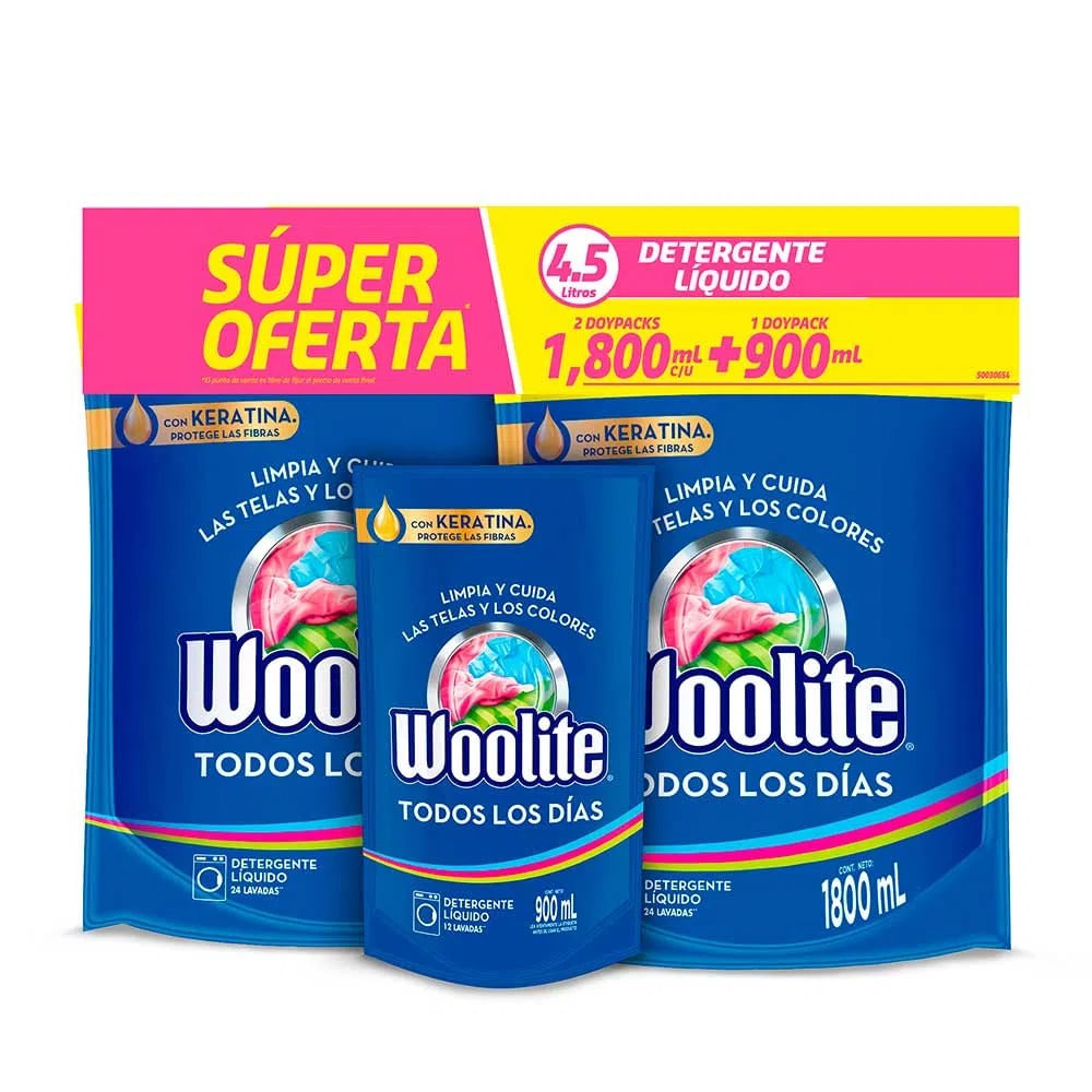 DETERG LIQ WOOLITE T/D 1.8L X2+900ML P/E - Olímpica