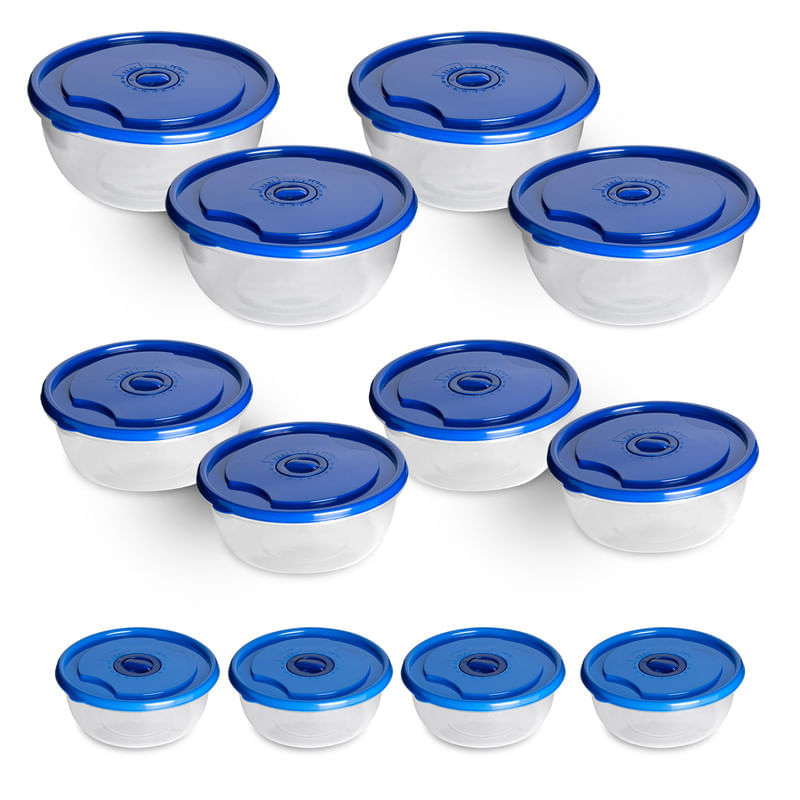 Juego 12 Recipientes plásticos con tapa organizadores cocina Azul ...
