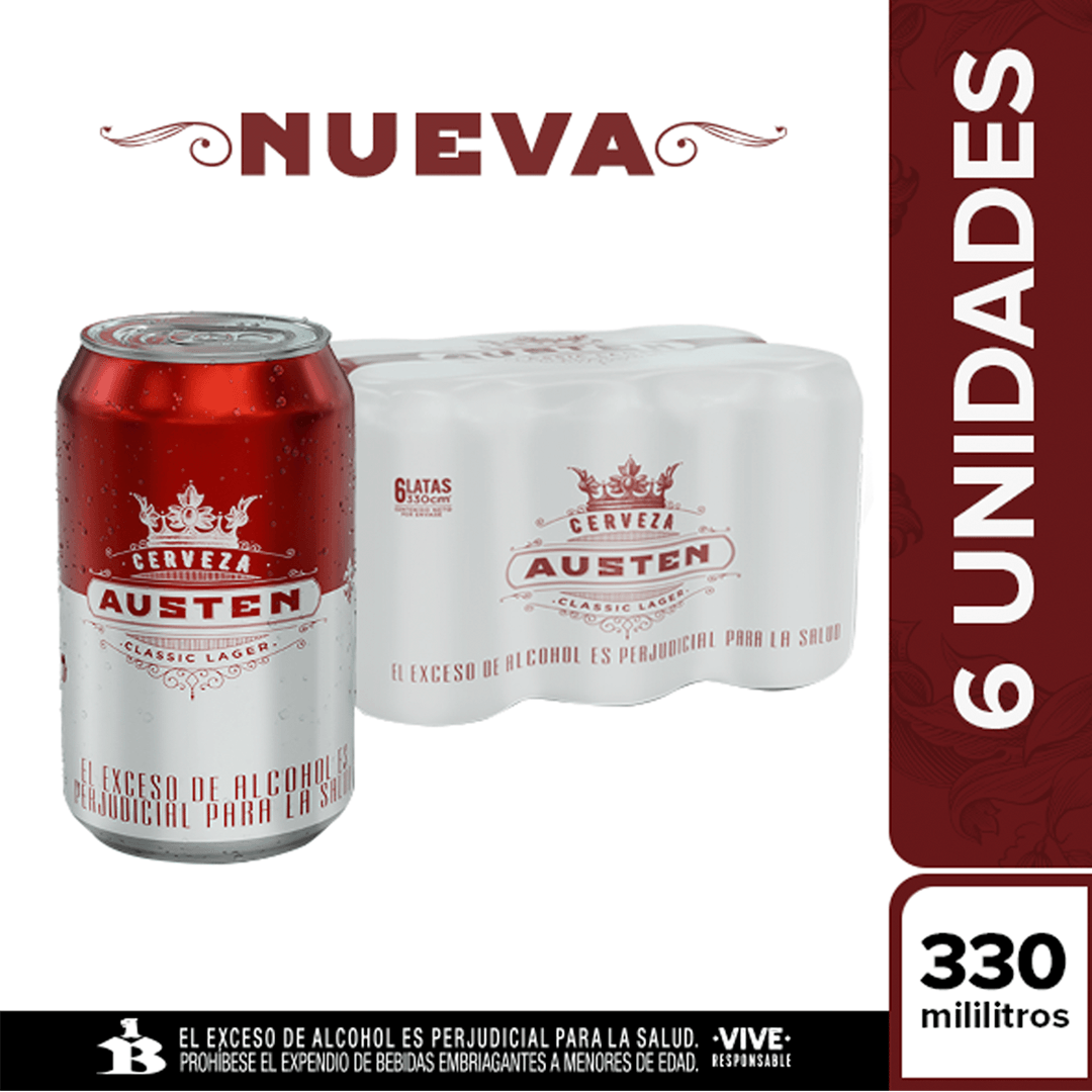 Cerveza Austen Classic Lager 330 ml x6 Unds en Descuento - Olímpica