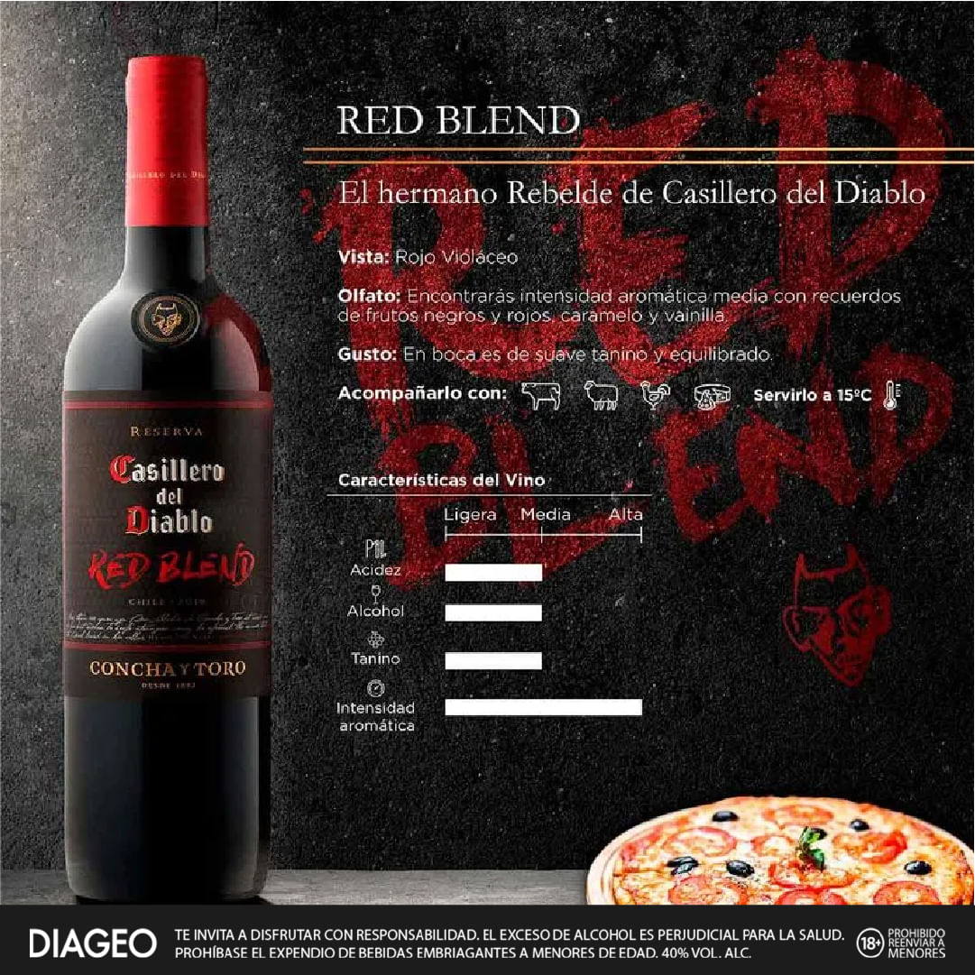 VINO CASILLERO DIABLO RED BLEND 750ML - Olímpica