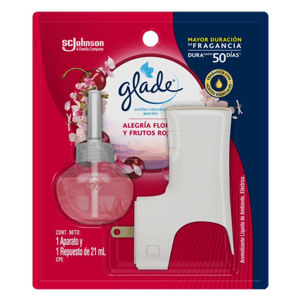 Ambientador Glade Aceites Naturales Alegría Floral y Frutos Rojos 21ml ...