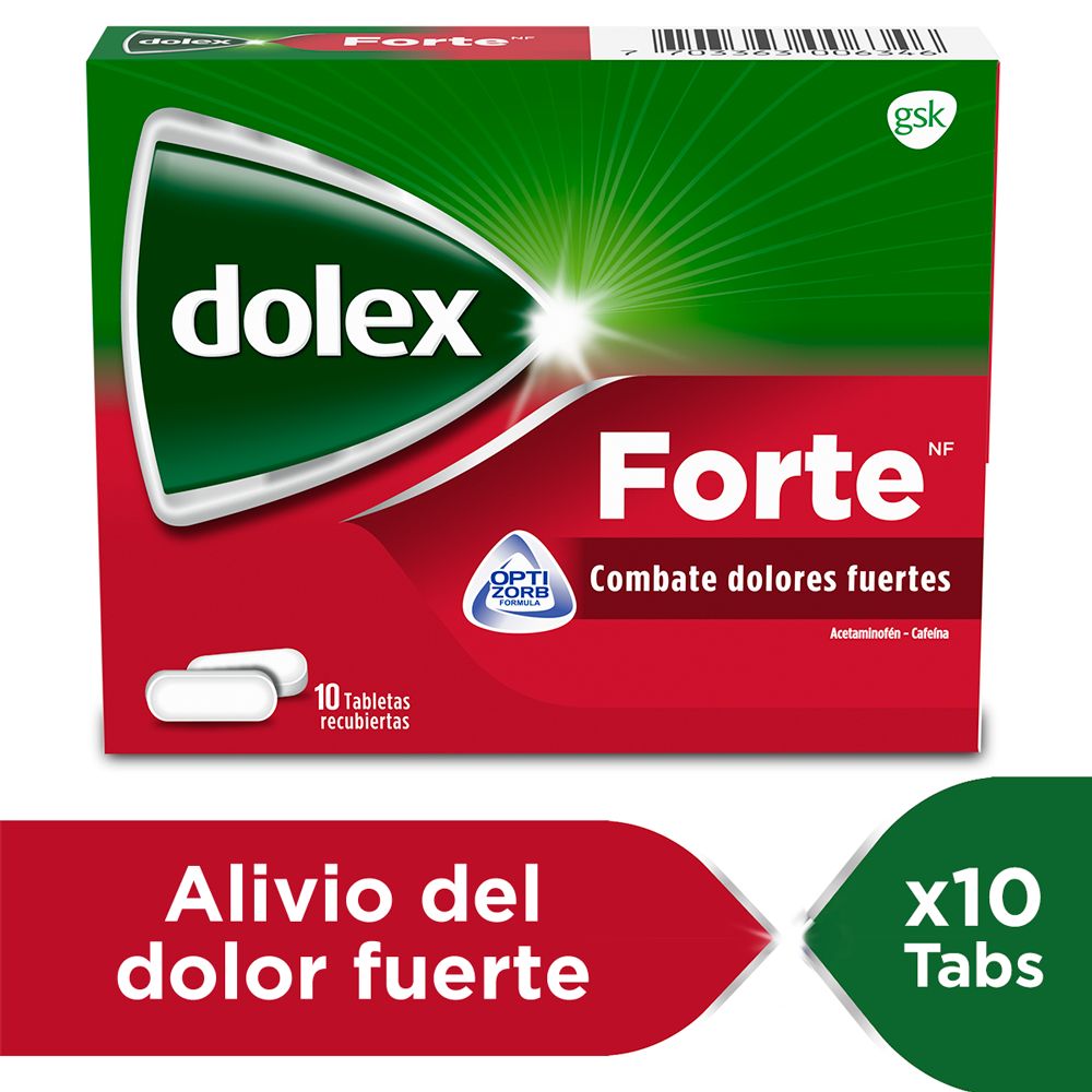 Dolex Forte NF Alivio del dolor fuerte, Rápida absorción. x 10 Tabs ...