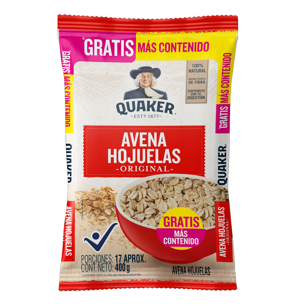 Aprovecha Avena Quaker Hojuelas 400 G: Nutrición y Sabor - Olímpica