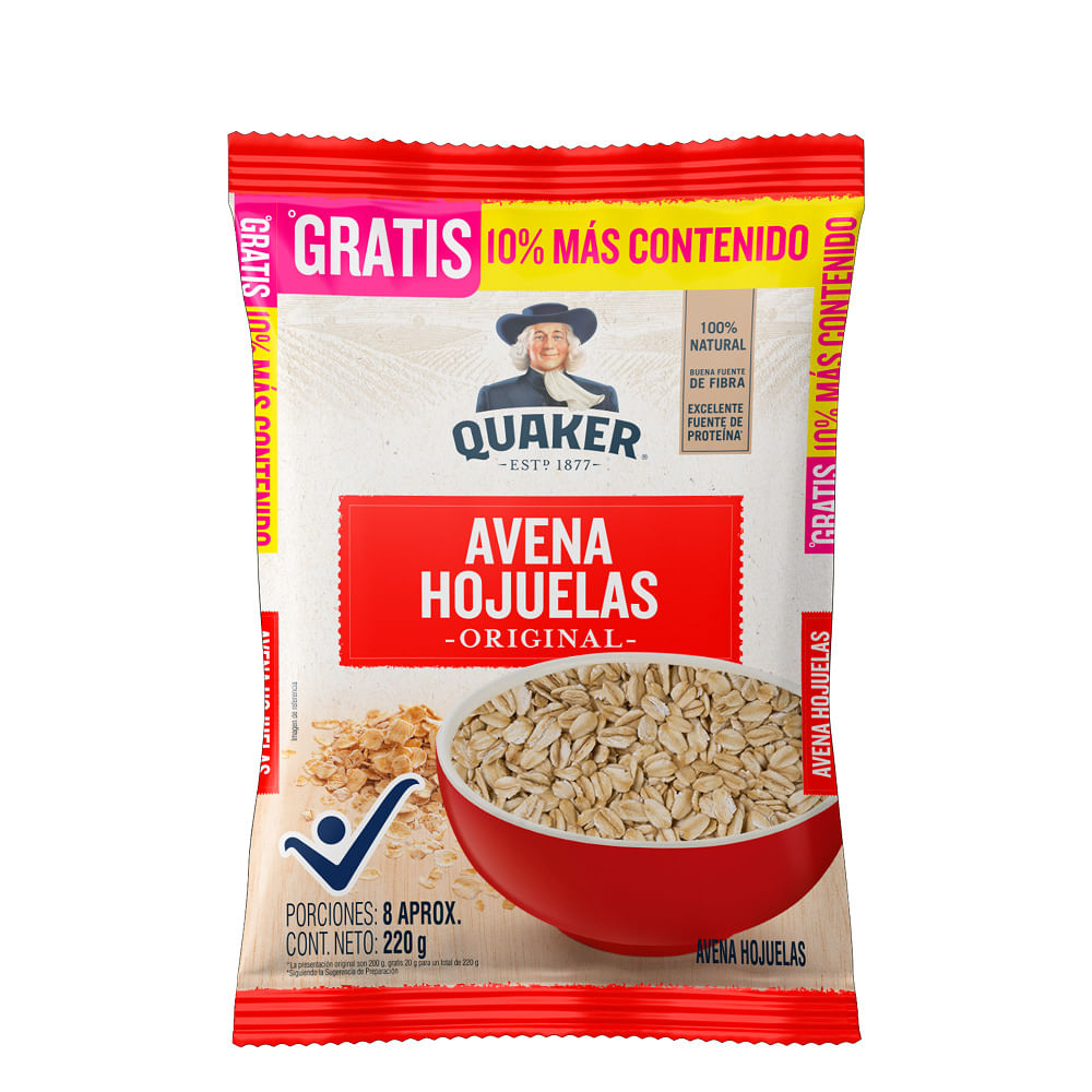 AVENA QUAKER HOJUELA 220g EXTRACONT OF - Olímpica