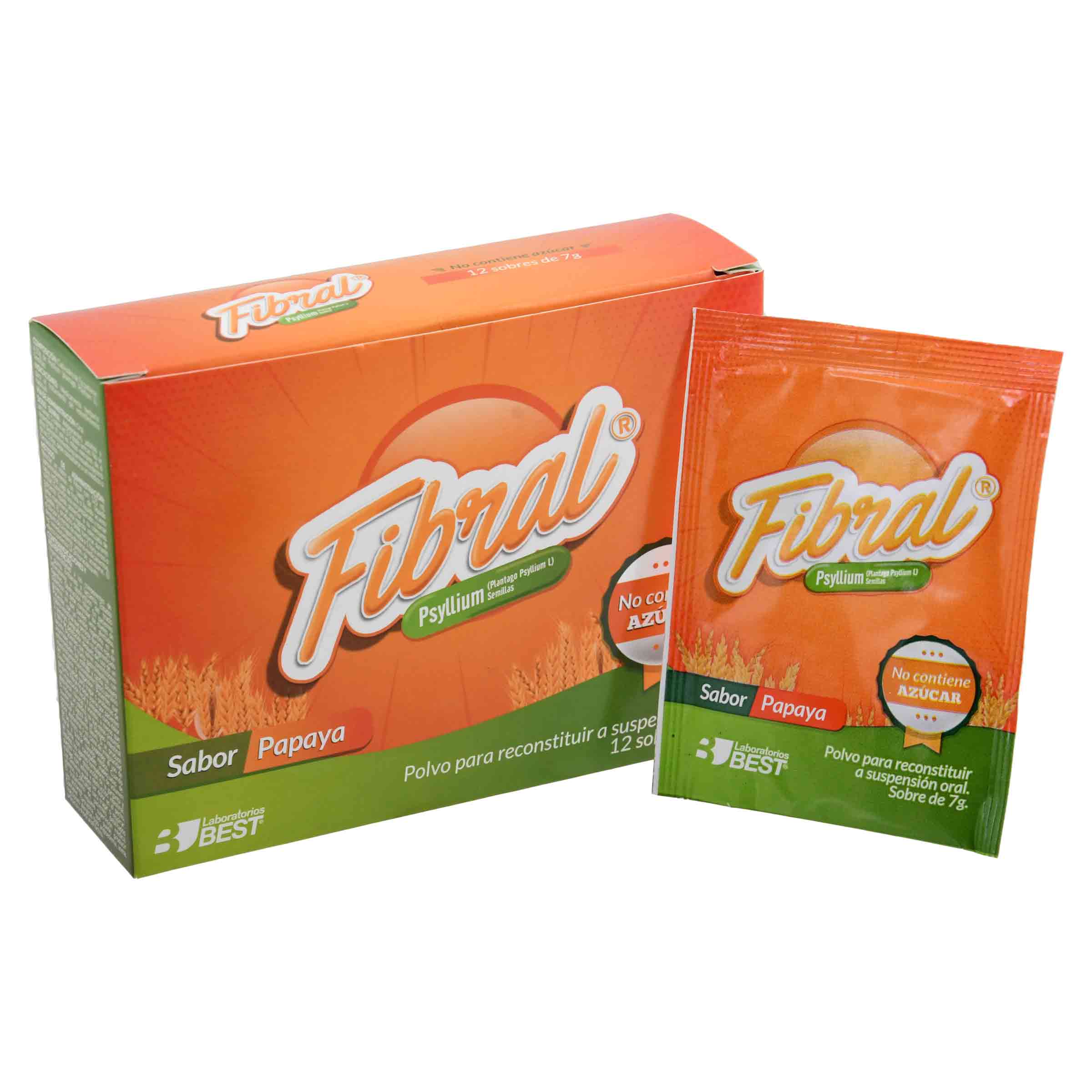Fibral en Polvo, sabor Papaya x 12 Sobres en Descuento - Olímpica