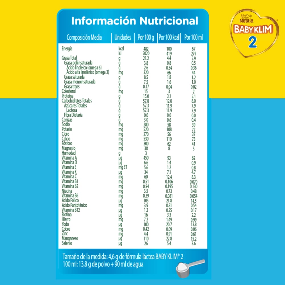 FORM INFANT BABY KLIM 2 LATA 400g - Olímpica