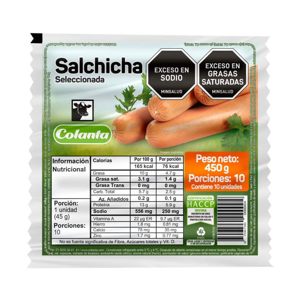 SALCHICHA COLANTA SELECCIONADA 450g - Olímpica