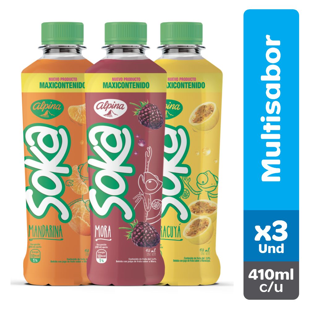 REFRESCO SOKA MULTISABOR 410ML X3 - Olímpica