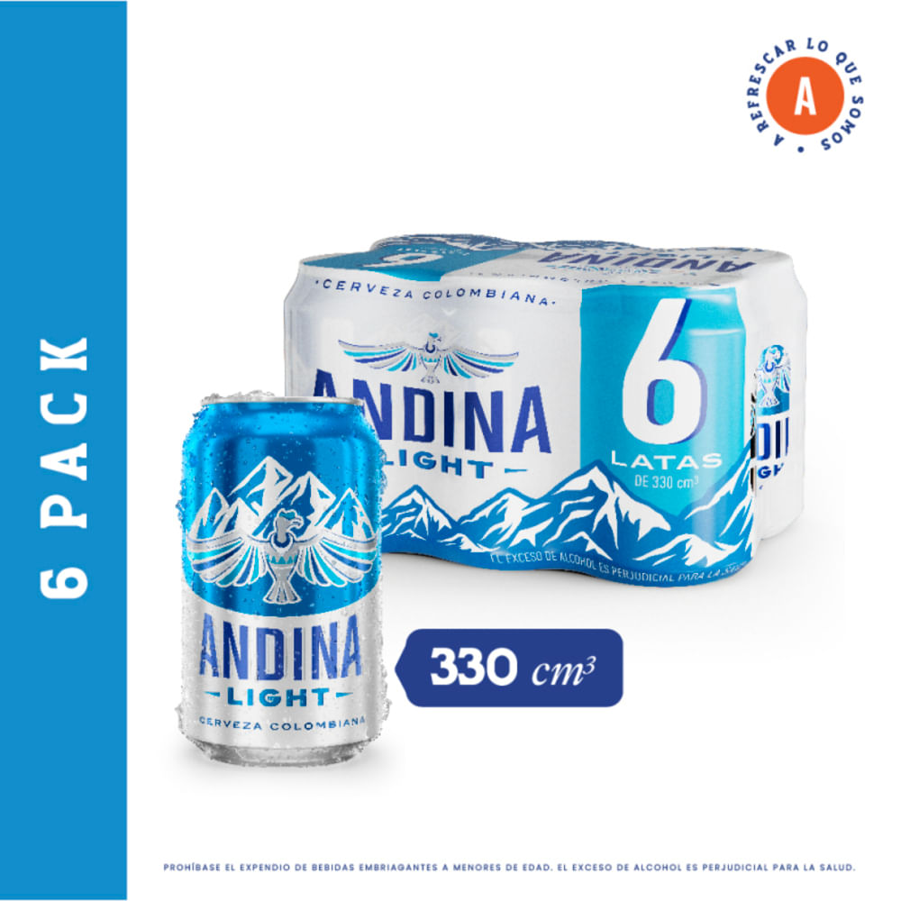 CERVEZA ANDINA LIGHT LATA 330ML X6 - Olímpica