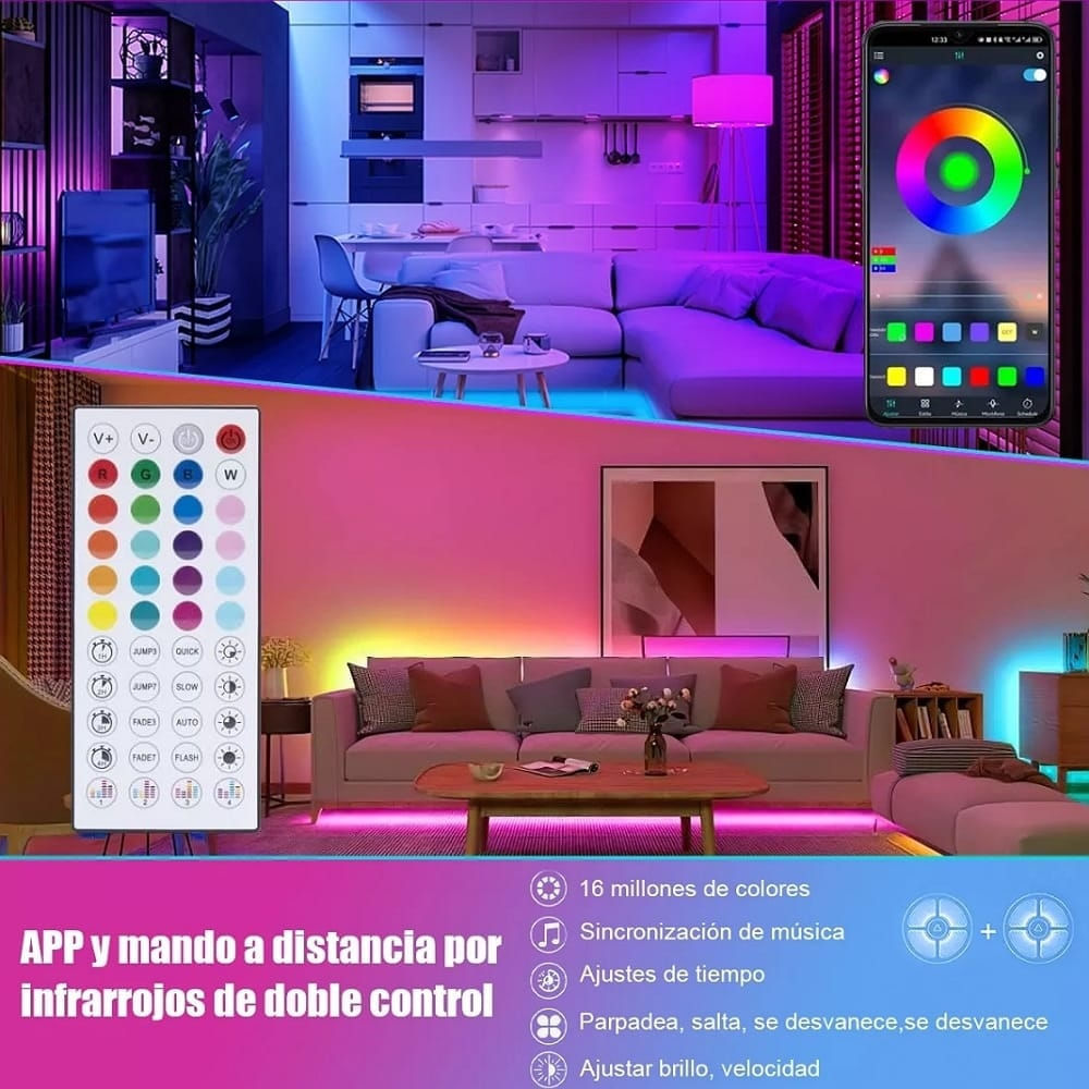 Aprovecha: Tira de Luz LED RGB Neón 5m Bluetooth - Olímpica