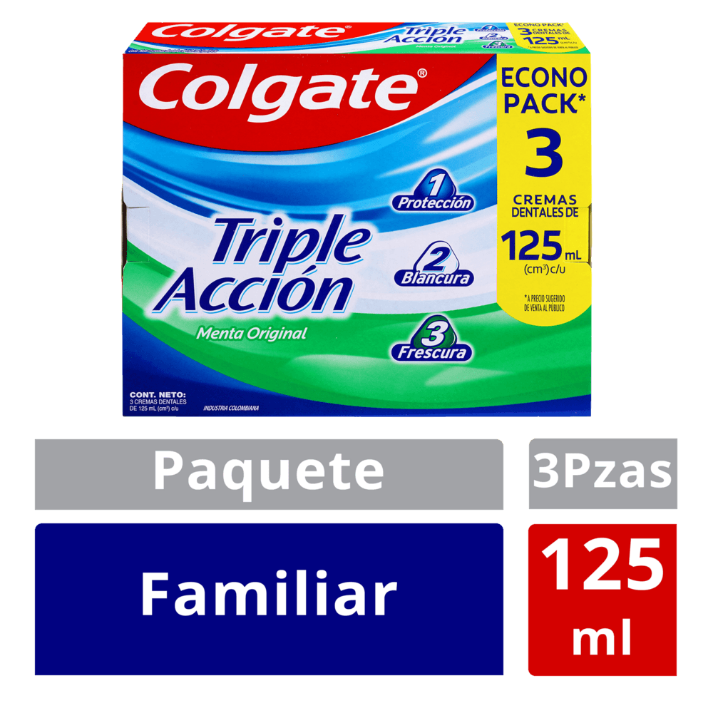 Crema Dental Colgate Triple Accion 125ml x3 - Olímpica