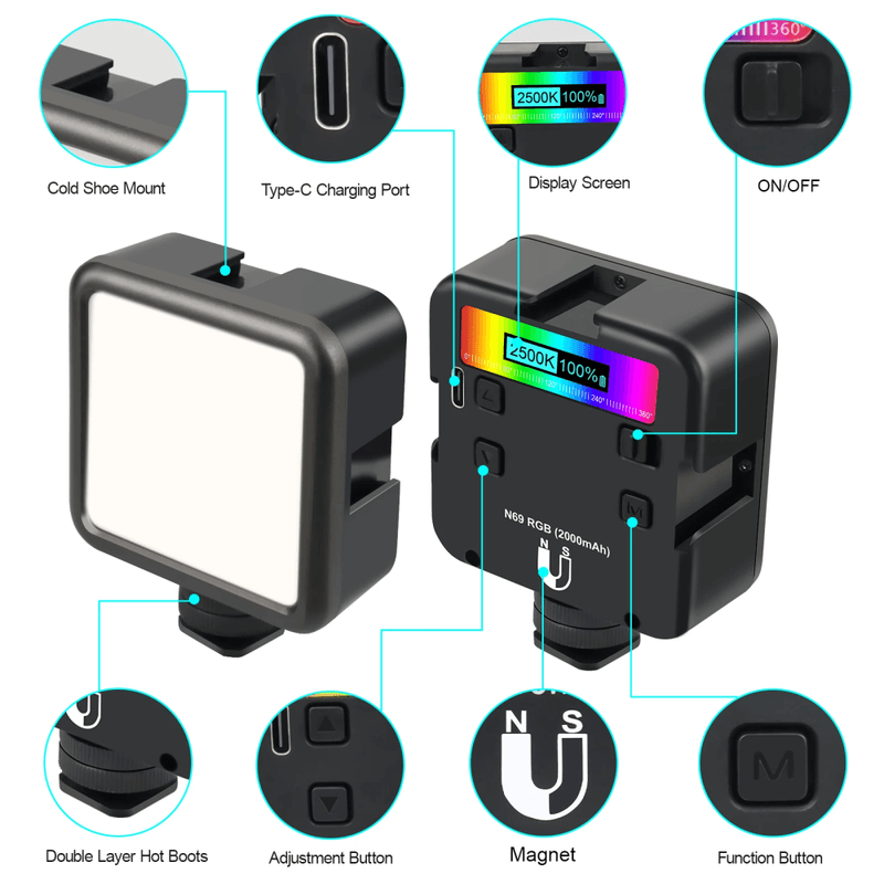 Mini Lampara Led Rgb Portátil Iluminación De Video Live N69 - Olímpica