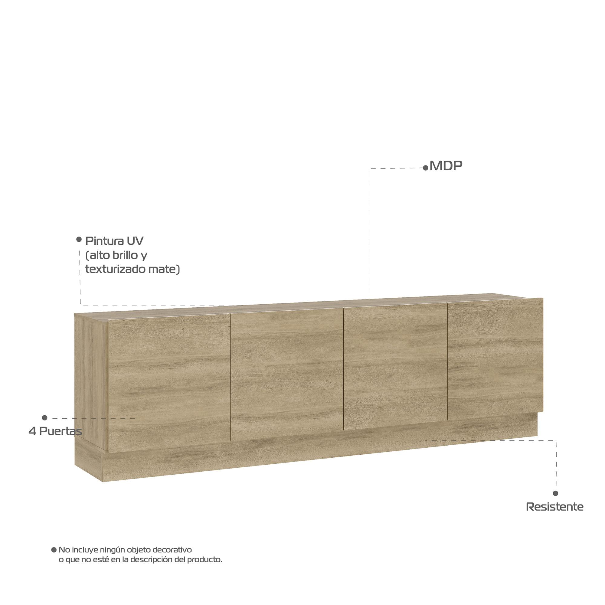 Mueble para TV 70" Mind en MDP 4 puertas Noce - Olímpica
