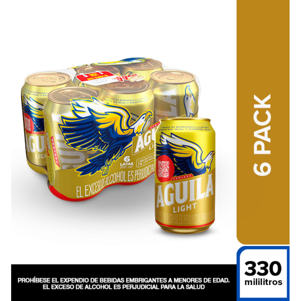 Cerveza Águila Light 330 ml x6 Latas en Descuento - Olímpica
