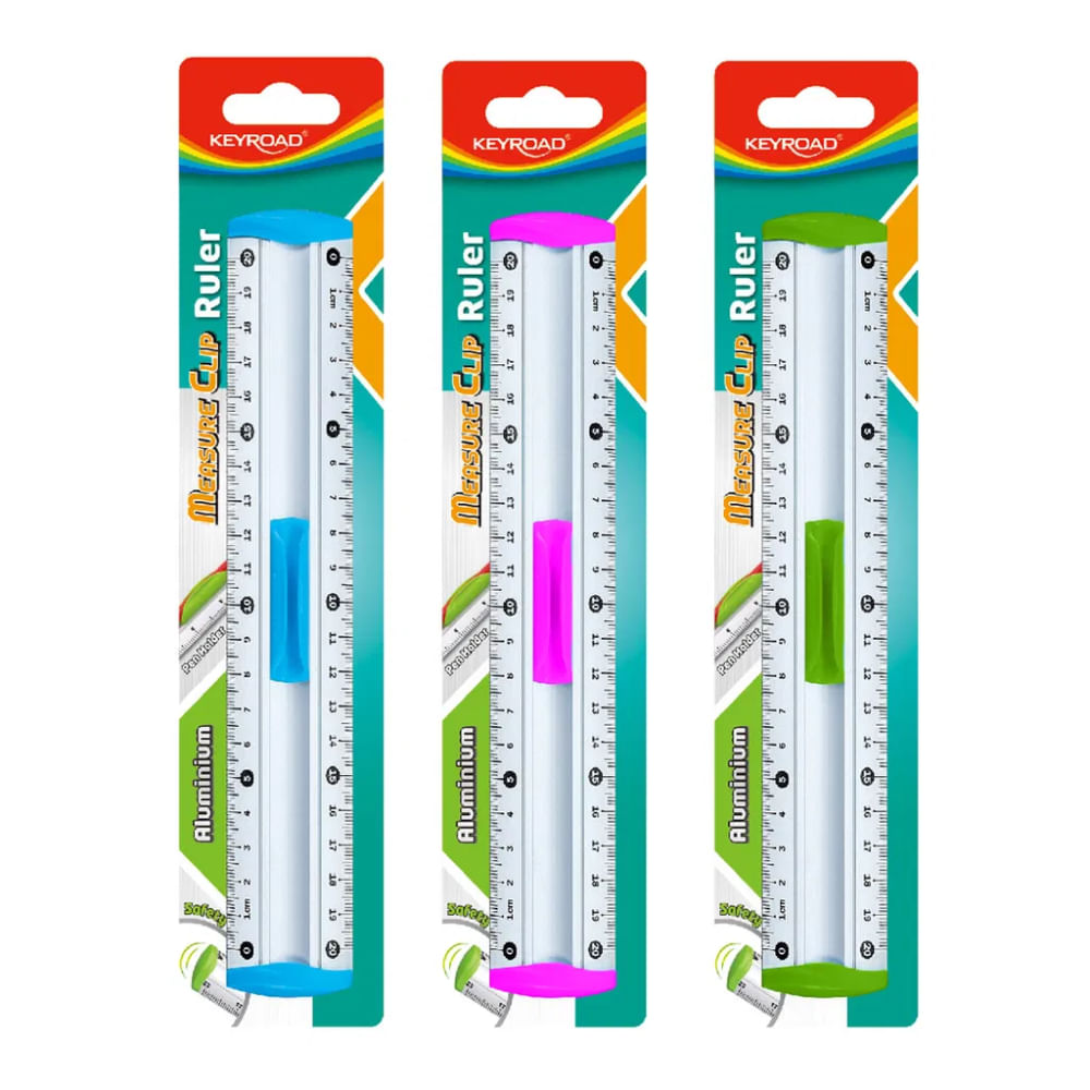 REGLA KEYROAD ALUMINIO 20CM CLIP PORTA LAP - Olímpica