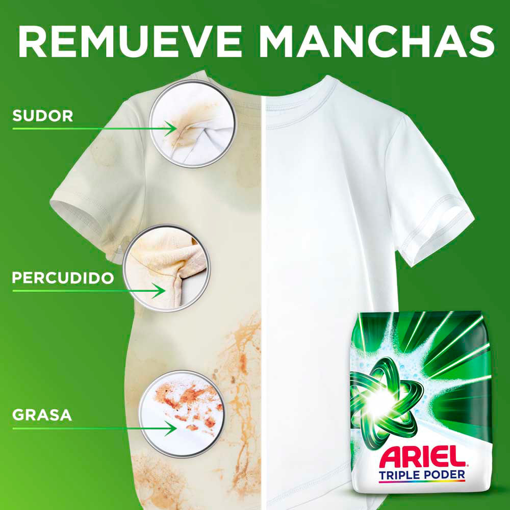 Detergente en Polvo Ariel Triple Poder para Ropa Blanca y de Color 3 ...