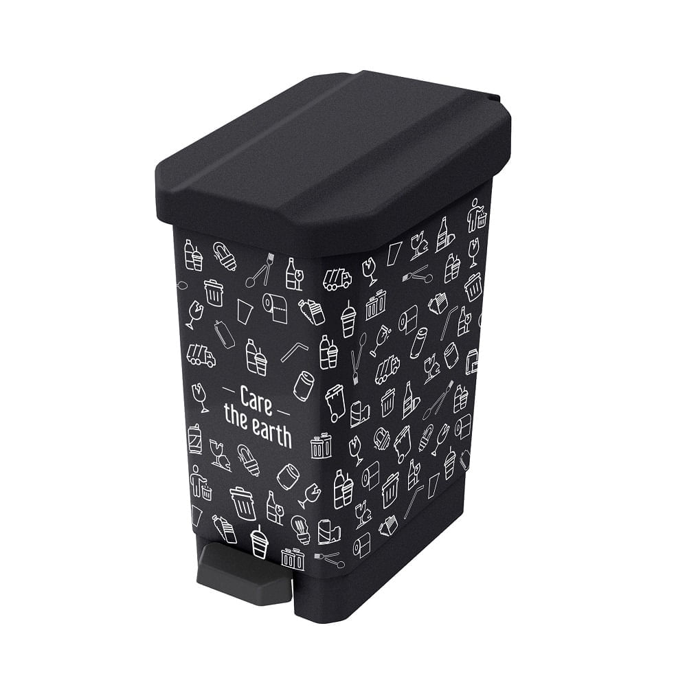 Caneca-Papelera Estrabins Pedal 22L Negra-IML Care The Earth - Olímpica