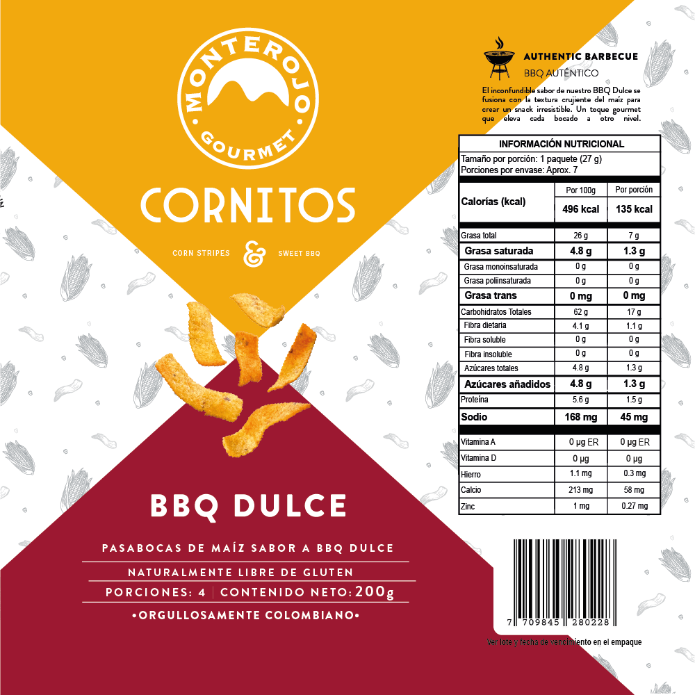 PASABOCA MONTEROJ CORNIT MAIZ BBQ DULC 200G - Olímpica
