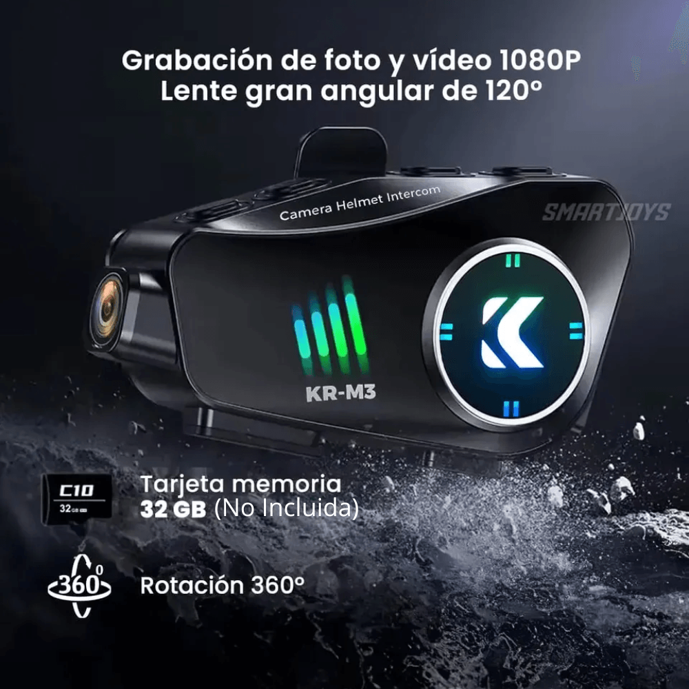 Intercomunicador Con Cámara Fhd Casco Bluetooth Wifi Kr-m3 - Olímpica