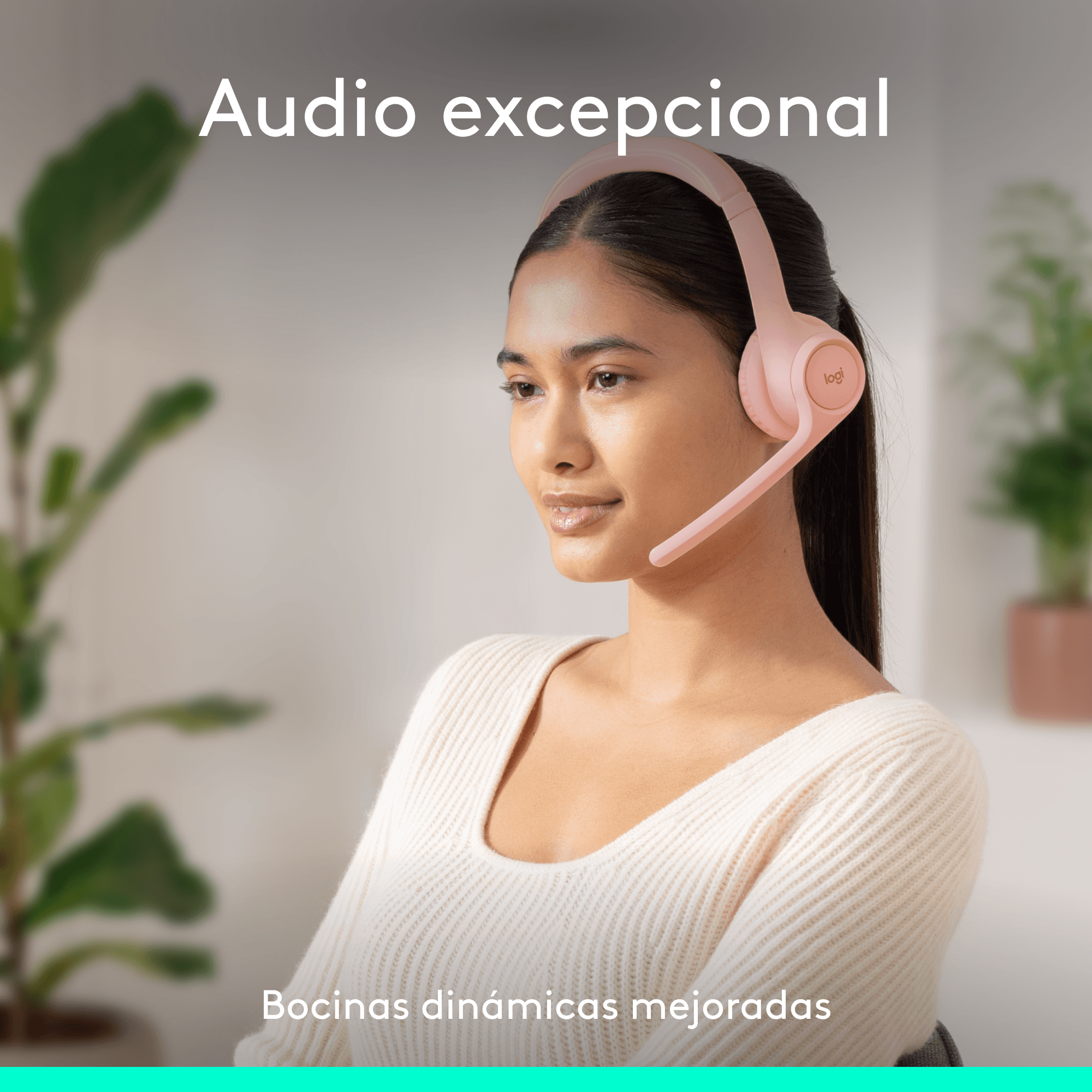 Diadema Bluetooth Inalámbrica, Logitech Zone 300 2 Micrófonos Rosado. - Olímpica