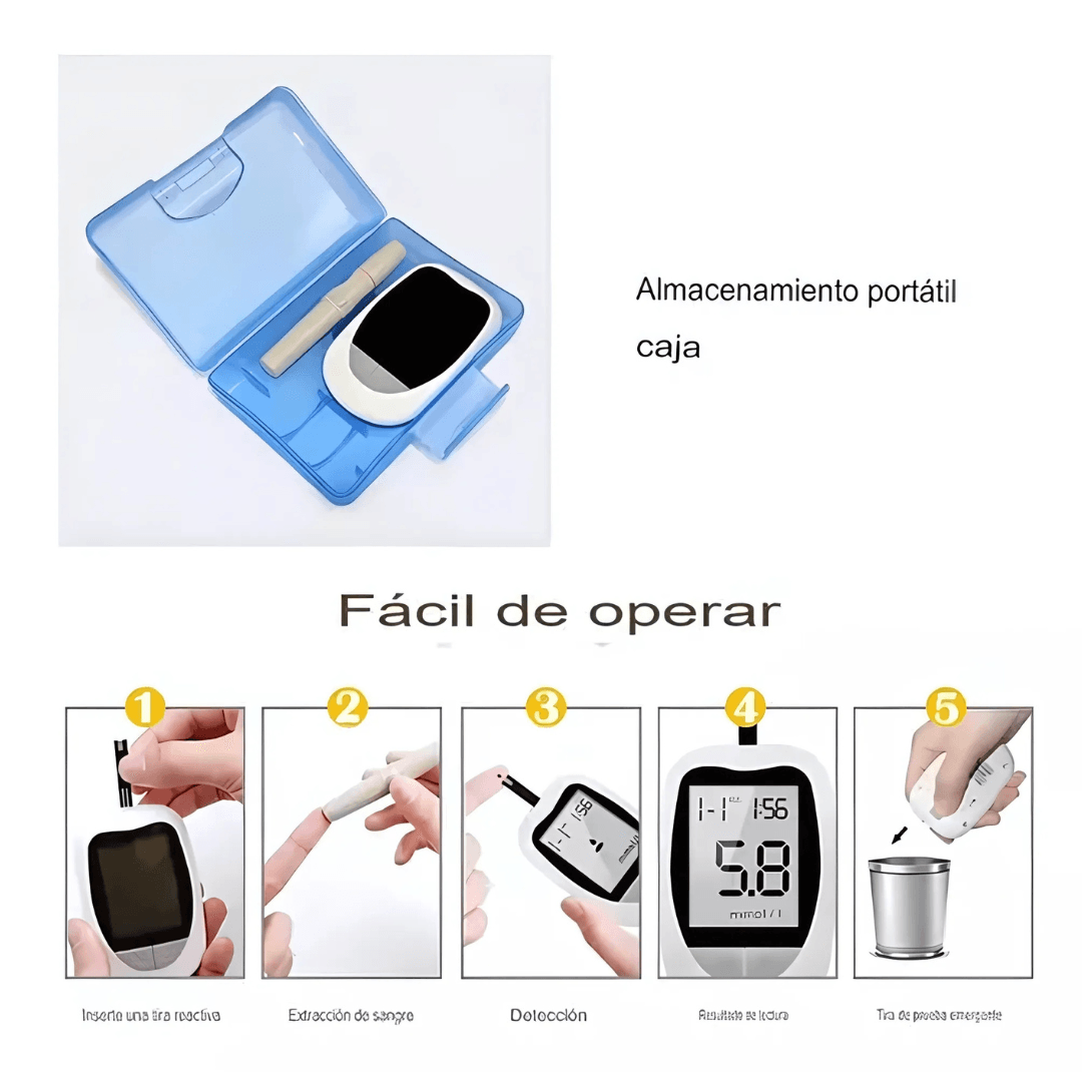 Kit Glucometro Para La Diabetes Mas 50 Tiras De Prueba Mas 50 Agujas ...
