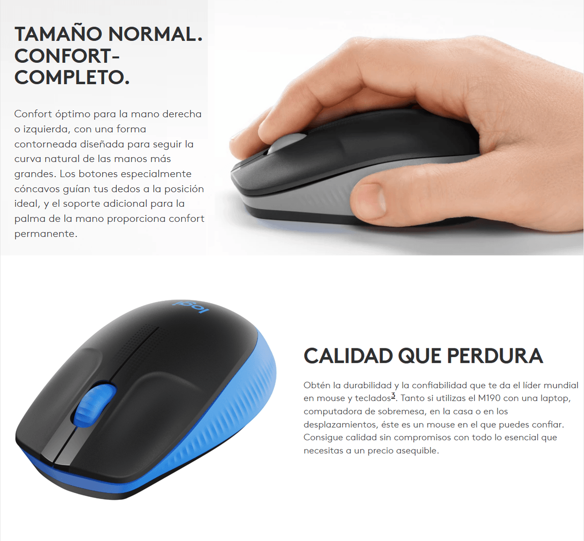 Mouse Inalámbrico Full Size Confortable Logitech M190 Gris Marengo - Olímpica