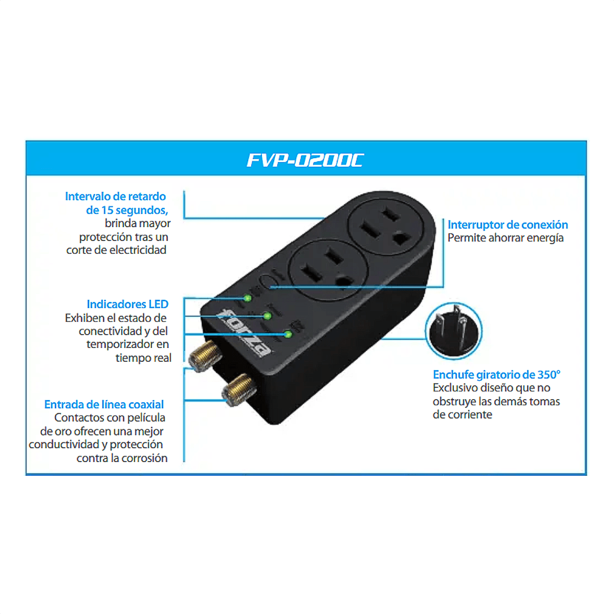 Protector De Voltaje 110120v Forza FVP-0200V Zion 2k30 - Olímpica