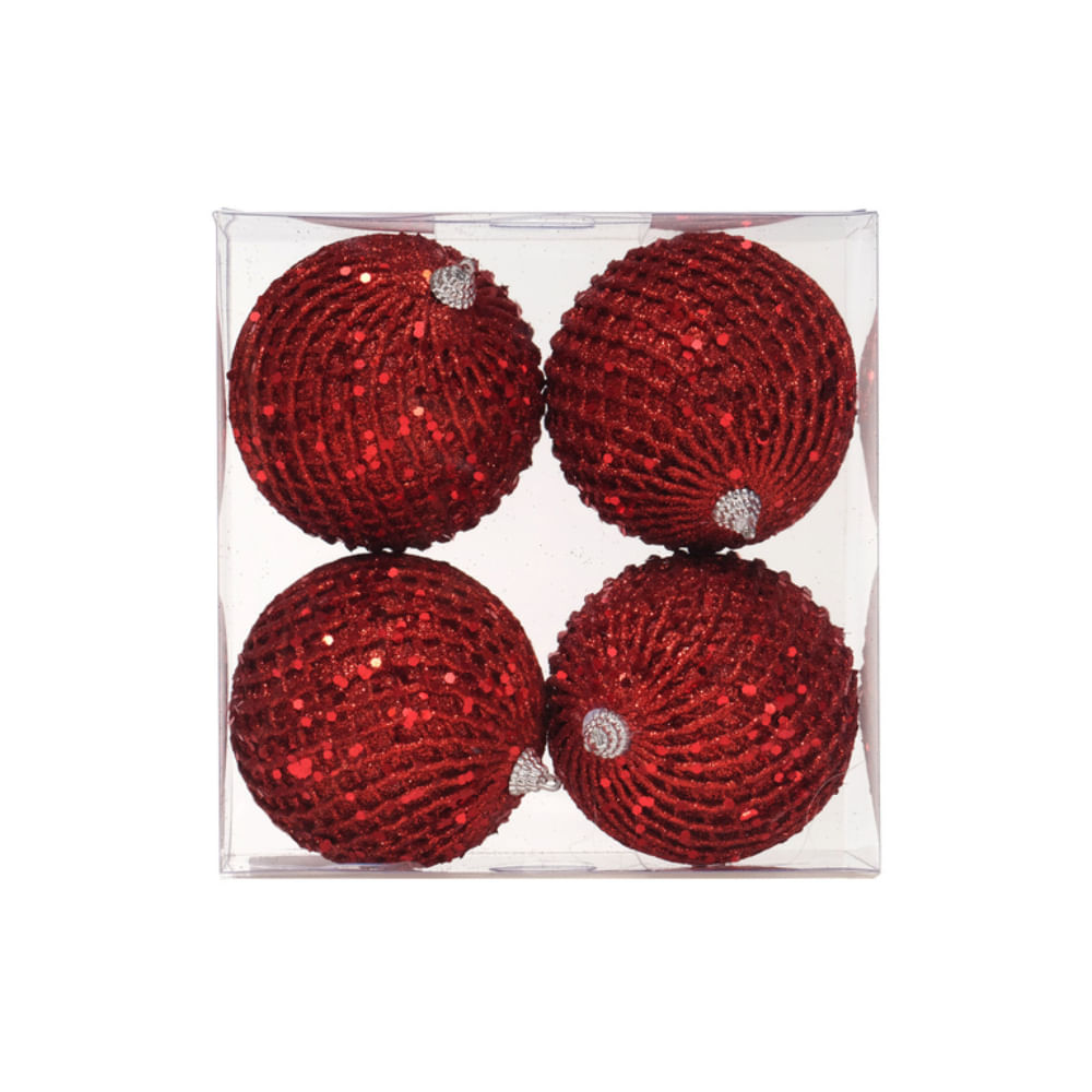 JGO. 4 ESFERAS ROJAS 10CM CAJA PVC - DISPLAY - Olímpica