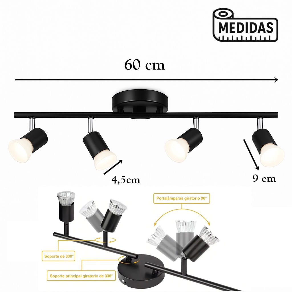 Lamparas De Riel Spot 4 Luces Para Techo Decorativa Moderna - Olímpica