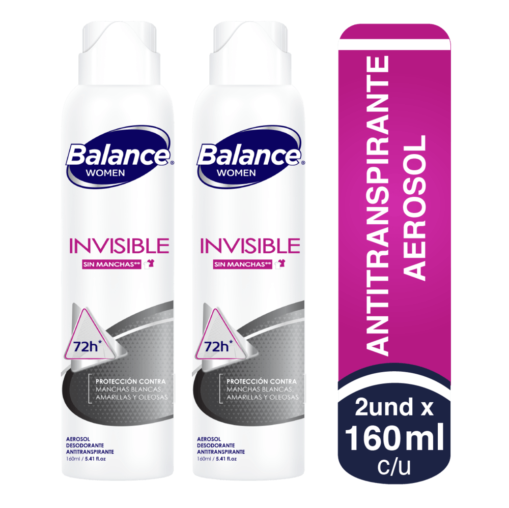 Oferta Desodorante Balance Aerosol Invisible Mujer 2 X 160Ml - Olímpica